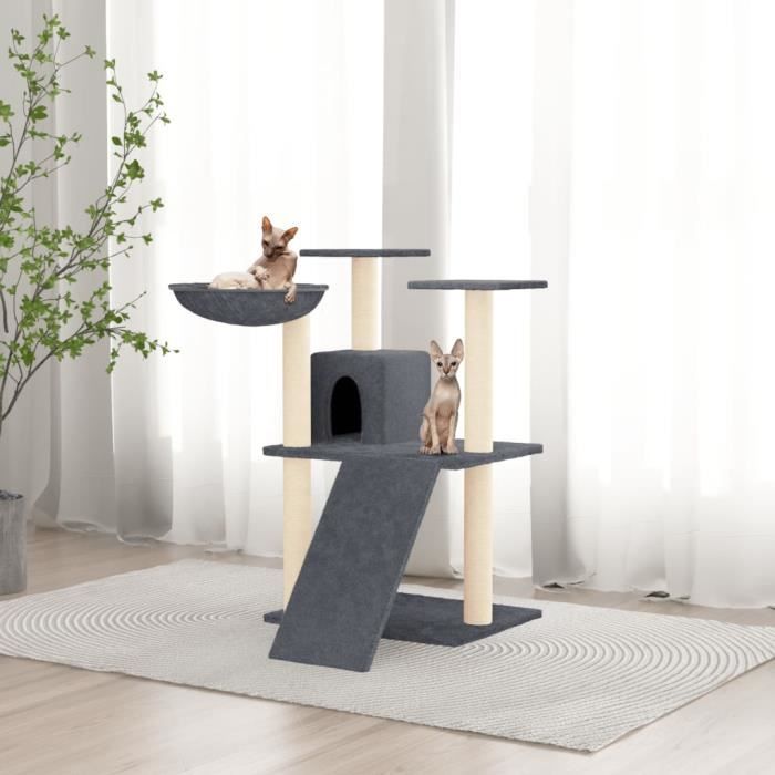 HEN - Arbre à chat avec griffoirs en sisal Gris foncé 83 cm ...