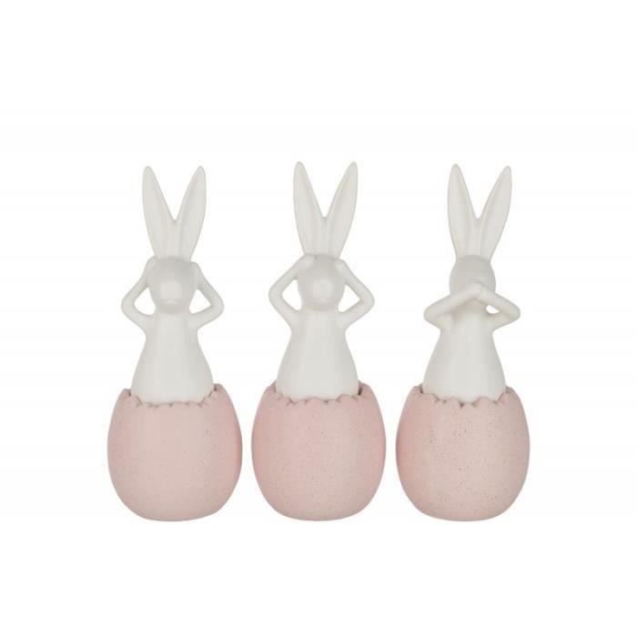 Objets décoratifs - J-LINE - Set de 3 lapins de la sagesse - Céramique ...