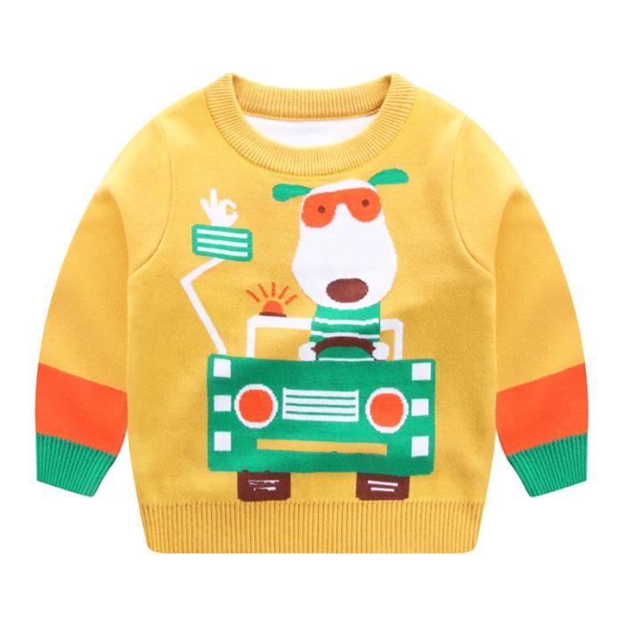 Pull Enfant en Tricot Automne Hiver Imprimé Pullover Col Rond Manches ...