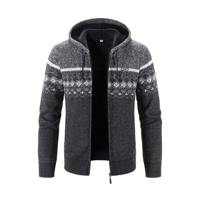 Gilet-cardigan,Pull décontracté avec fermeture éclair pour Homme ...