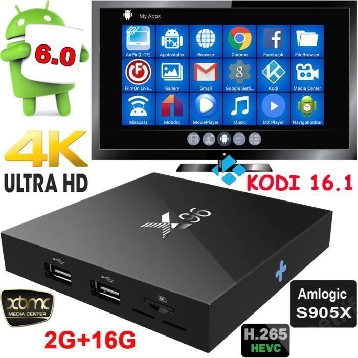 X96 TV Box S905X RAM 2GB ROM 16GB Quad Core Android 6.0 Smart 4K IPTV ...