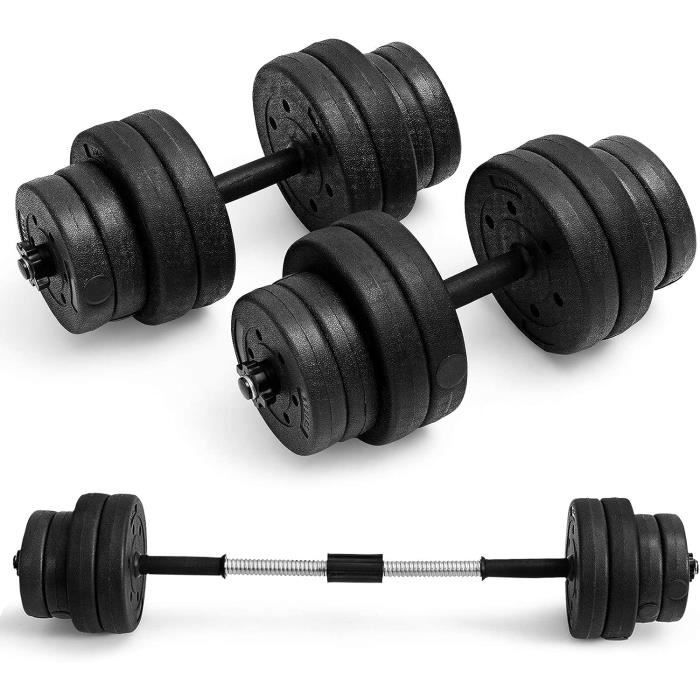 GOPLUS Haltère de Musculation, Haltère Réglable 30 KG, Barre d ...