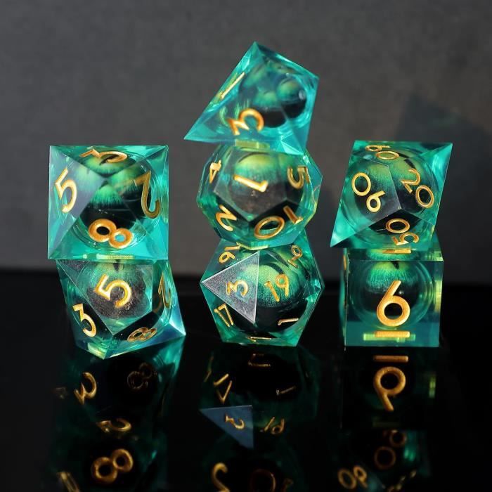 Set de Dés DND agon Eye Résine Polyéiques Sharp Edge Dice 7 pièces ...