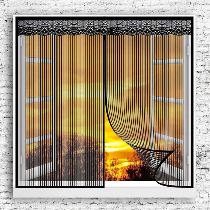 GOUER Moustiquaire Fenêtre Magnétique 75x145cm Antimoustique Rideau de ...