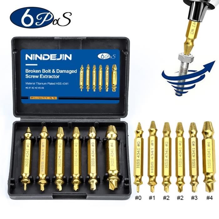 6pcs titanium plated -NINDEJIN 4-5-6 pièces Extracteur De Vis Endommagé ...