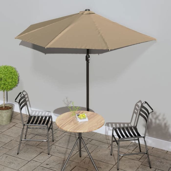 VENTE-FLASH Parasol de balcon avec mât en aluminium Taupe 270x144 cm ...