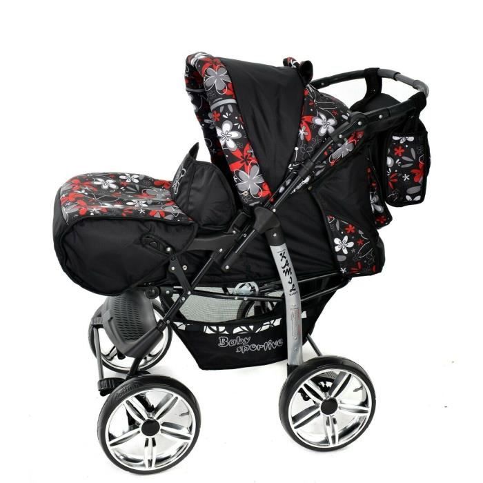 Poussette Bébé 3 en 1 Combiné Nacelle + Siège Auto + Accessoires ...