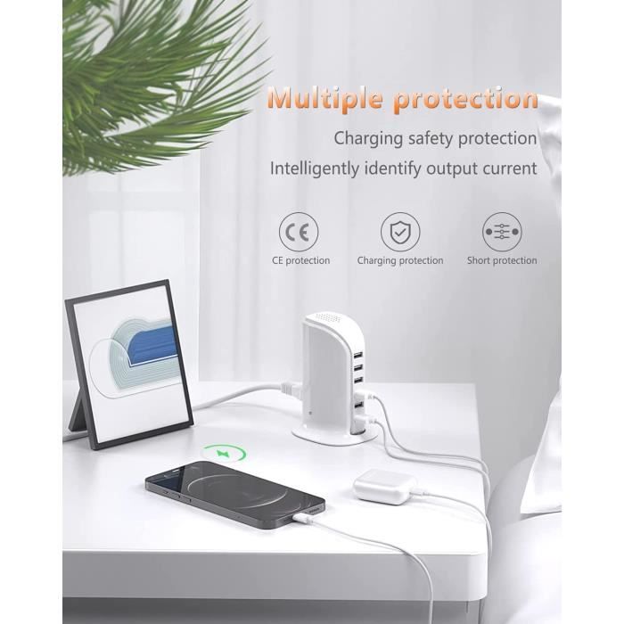 Chargeur Usb Multiprise 50 W 6 Ports Usb Pour Téléphone Portable Iphone ...