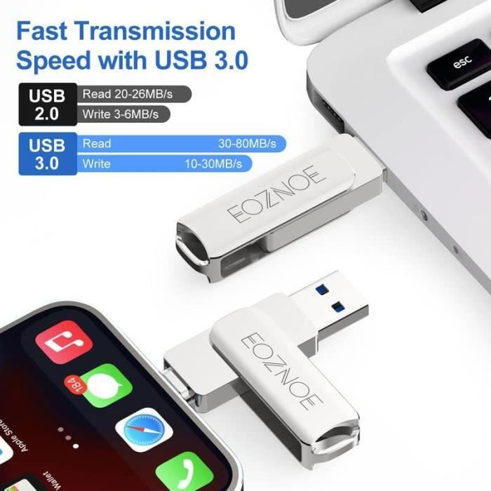 Clé USB - YOKULI - A421 - 256 Go - USB 3.0 - Compatible iOS/Android ...