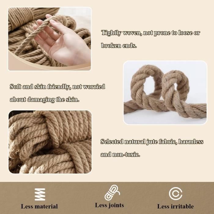 Corde de Jute 10mm x 20m Corde de Sisal Naturel Corde à main courante ...