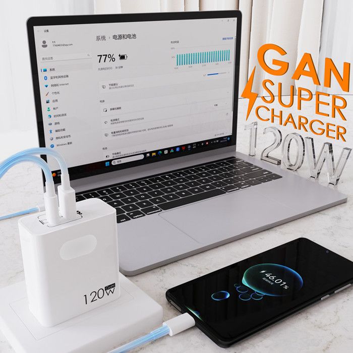 USB C 120W Gan chargeur PD Super rapide pour tablettes d'ordinateur ...