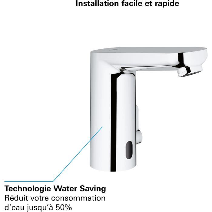 Mitigeur lavabo infrarouge GROHE Get E - limitateur température ...