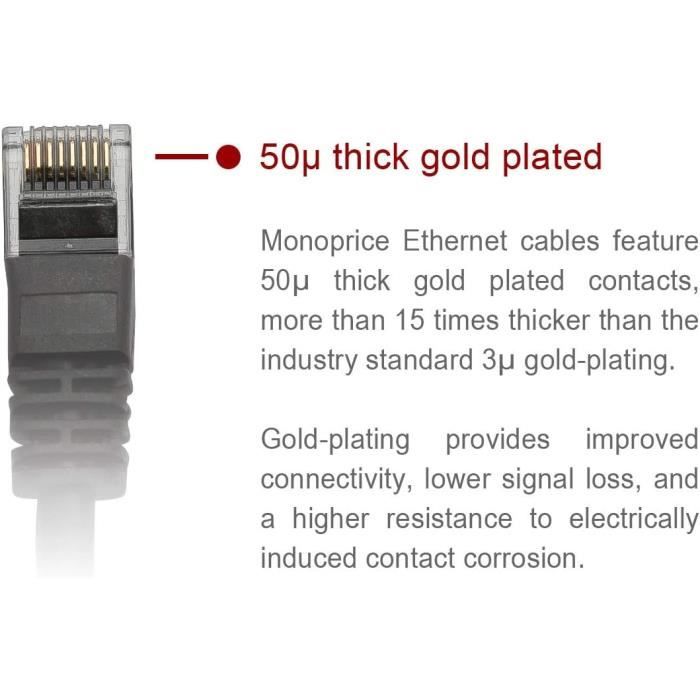 Câble réseau Ethernet Monoprice 11233 30,5 m Flexboot Série 24 AWG Cat6 550 MHz UTP Blindage en ...