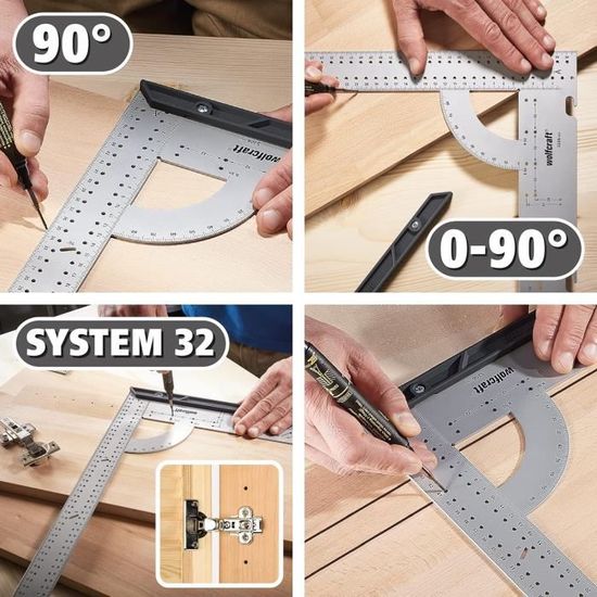 Wolfcraft 5206000 Equerre en Alm Multifonction Equerre de menuisier 4 ...