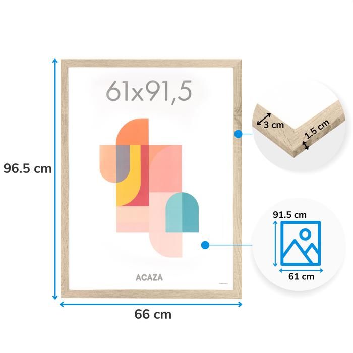 Fotokader - Fotolijst - 61x91.5 cm - MDF hout - Lichte Eik - Cdiscount ...