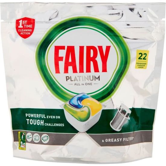Fairy Platinum Pastilles de lave-vaisselle 22 capsules Citron[350] - Cdiscount Electroménager