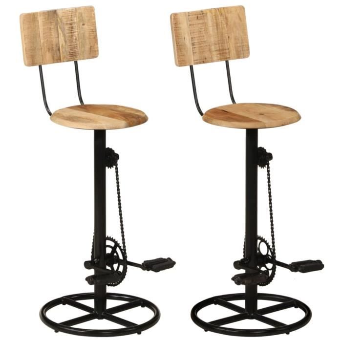 AKOZON Tabourets de bar 2 pcs Bois massif de manguier ...