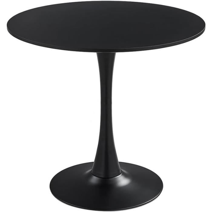 HFFAIWM Table supérieure ronde moderne noire 80 cm,table à manger ...