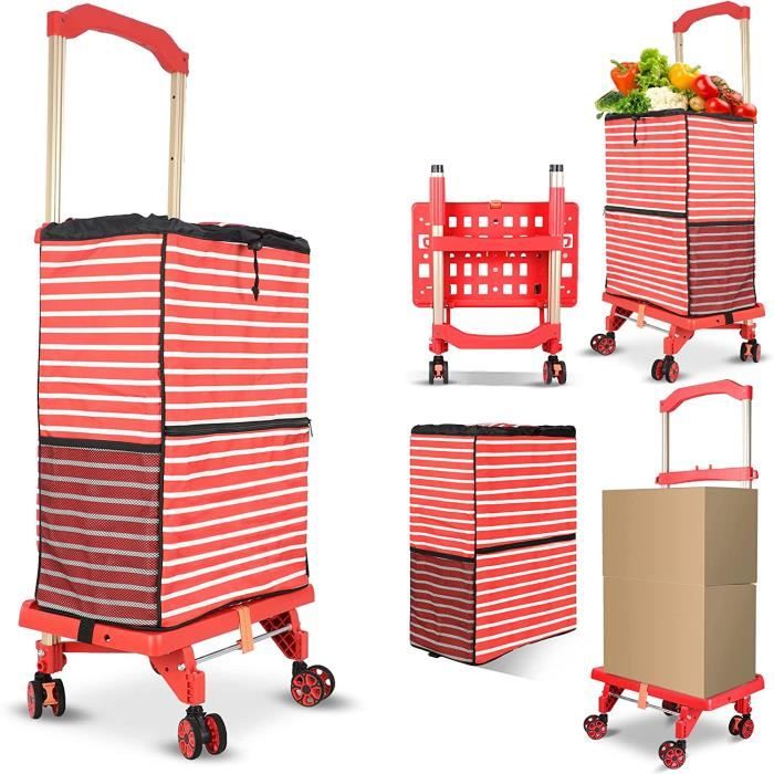 LIWI-Chariot de Courses Pliable, 80KG-50L Chariot Utilitaire de Grande ...