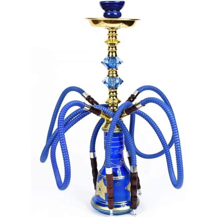 Shisha narguilé 4 Sortie,narguilé Chicha narguilé Tabac(Color:Bleu)[77 ...
