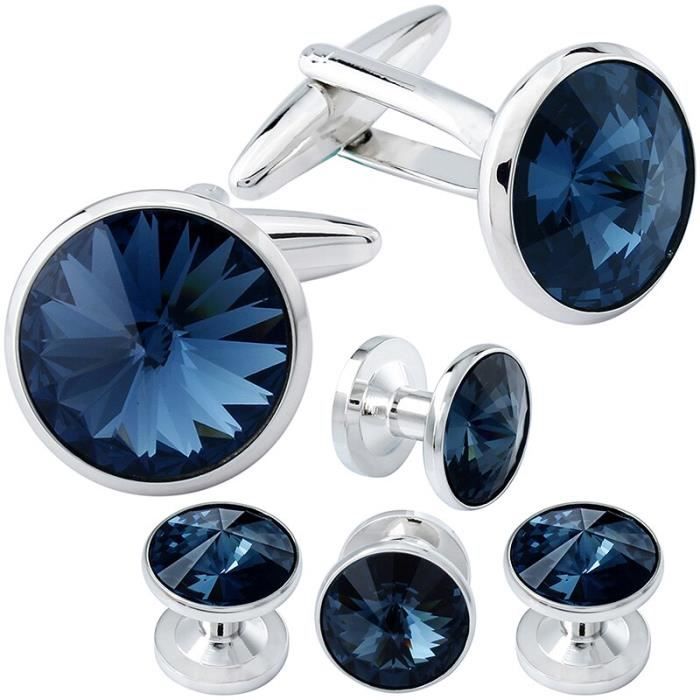 Ensemble de boutons de manchette et de clous en cristal pour hommes ...