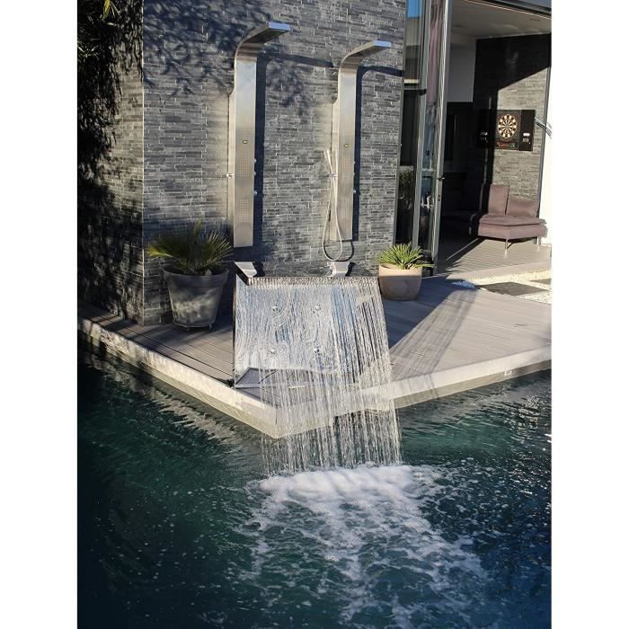 CASCADE INOX Fontaine Piscine Bassin Modèle Demi Cube Hauteur 70cm ...