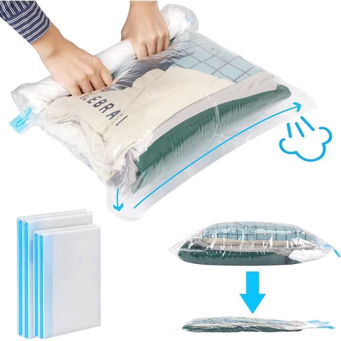 Sac sous Vide Roulé à la Main Rangement sous Vide 4 Pièces Sac Zipper ...