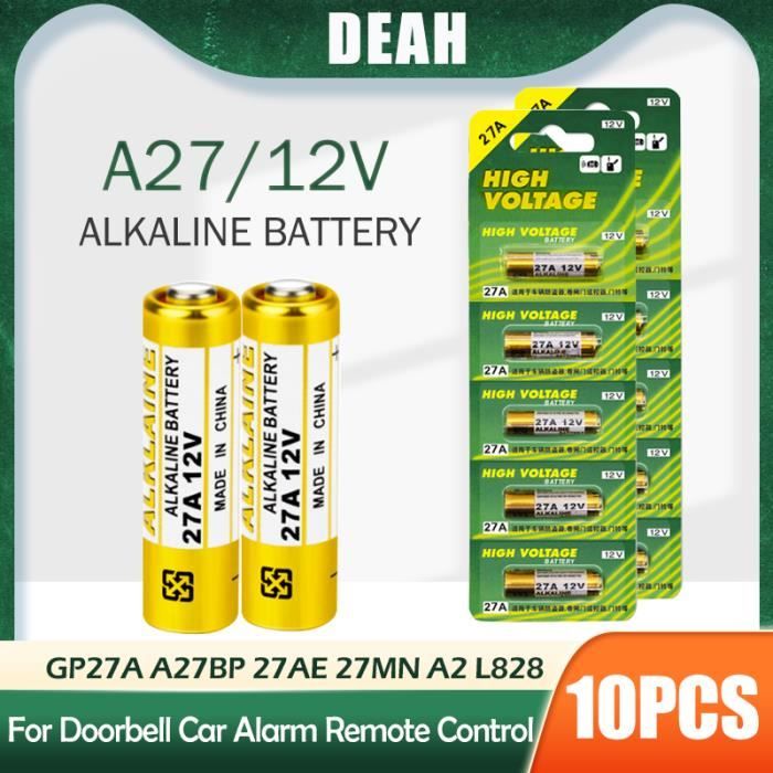 10pcs Pile Alcaline 12v A27 27a G27a Mn27 Ms27 Gp27a L828 V27ga Alk27a ...