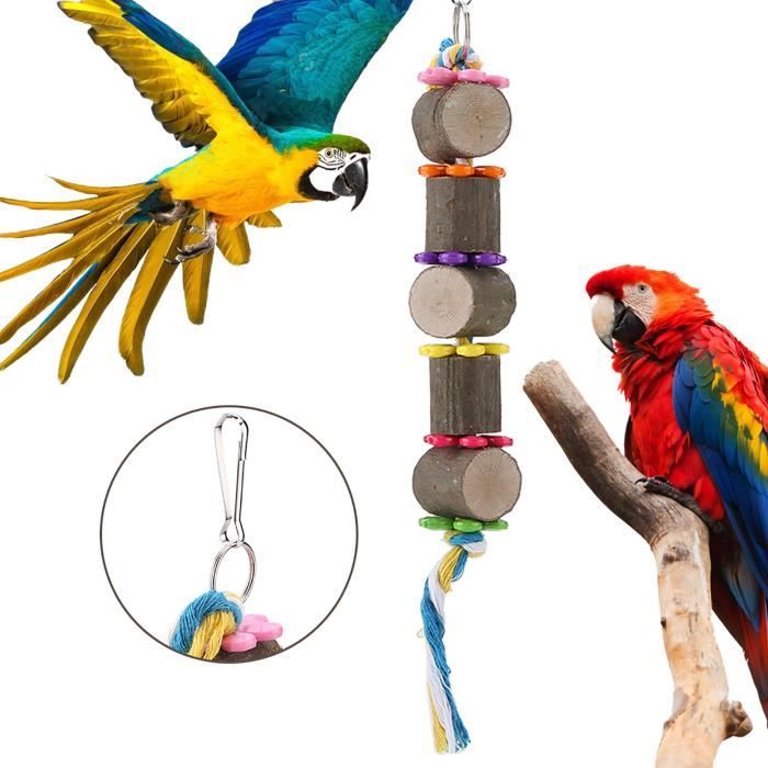 Oiseau à mâcher, bois naturel à moleter jouet Cage pour perroquet ...