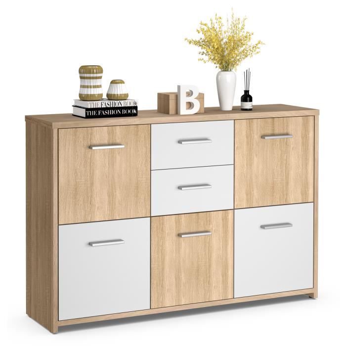 GOPLUS Meuble de Rangement avec 2 Tiroirs et 5 Compatriments Clôturés ...