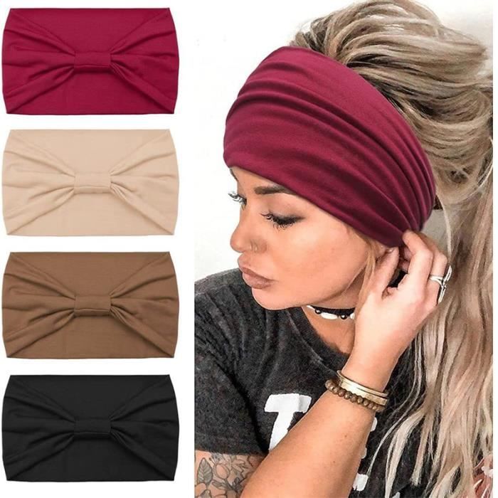 Bandeau Cheveux Femme,4 Pcs Serre Tete Femme Large élastique Croix de ...