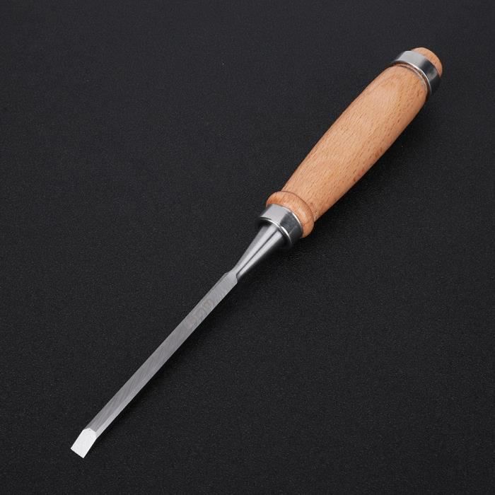 Qiilu Outil burin 2PCs Burin Plat Outils de Menuiserie Poignée en Bois ...