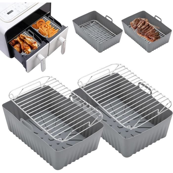 4Pcs Accessoires Pour Air Fryer,Ensemble D'Accessoires Pour Friteuse À Air Double Zone Pour ...