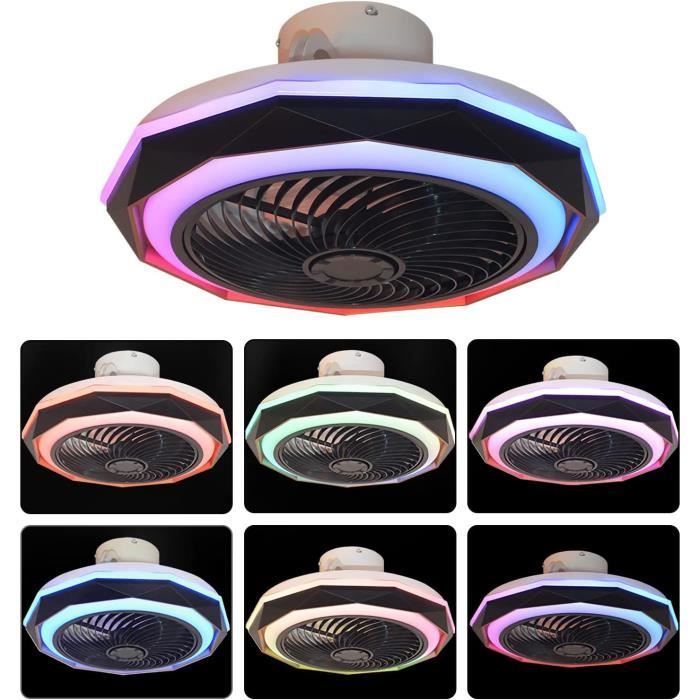 KNVSS RGB Ventilateur Plafond Avec Lumiere Et Télécommande APP Orateur ...