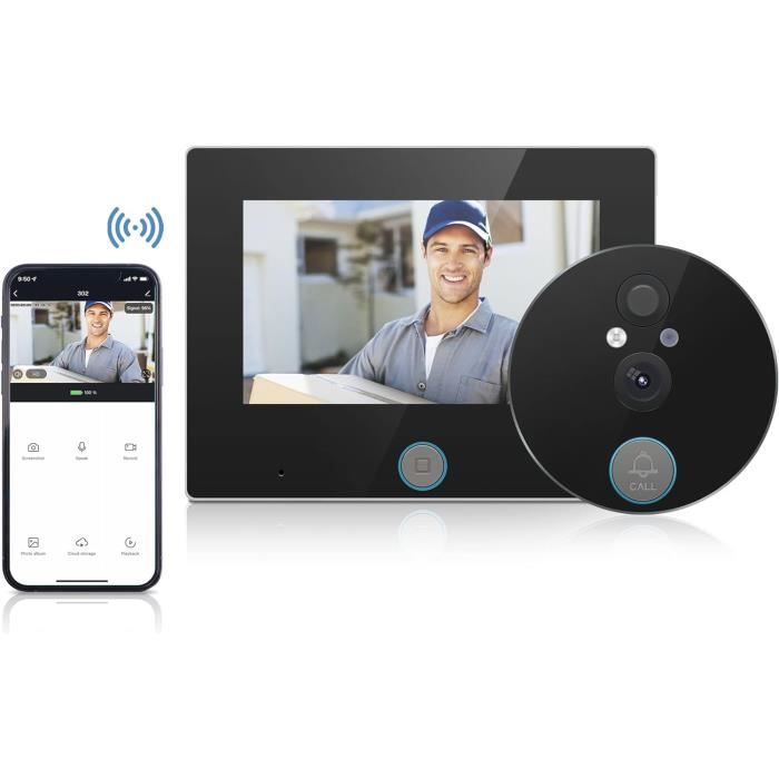 Caméra de surveillance numérique Wi-Fi avec écran LCD 4,3 pouces et ...