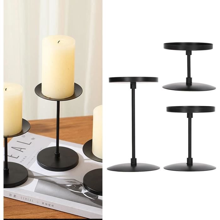 Bougeoir Colonne Noir 3 Pièces Bougies En Fer Chandelier Moderne De ...