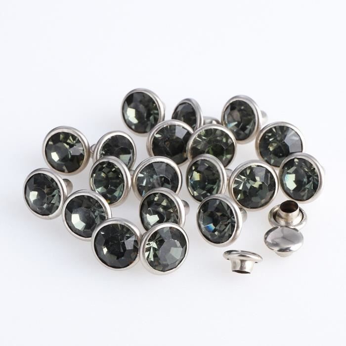 RIVET,Black Diamond-8MM--Ensemble de 100 Rivets de garniture en cristal ...