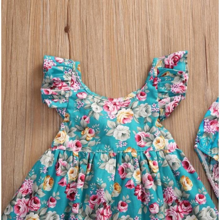 Robe bébé belle été bébé fille robe florale à volants robe d'été Cu ...