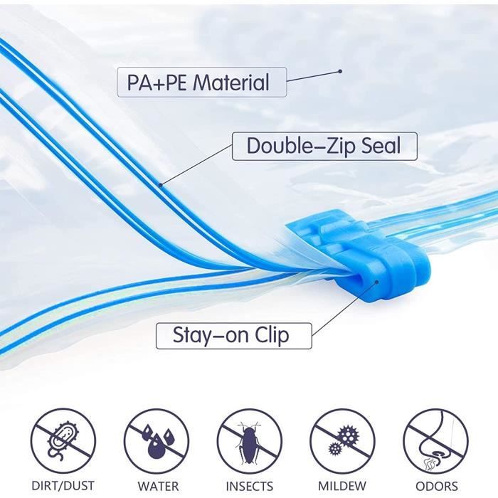 Sac sous Vide Roulé à la Main Rangement sous Vide 4 Pièces Sac Zipper ...