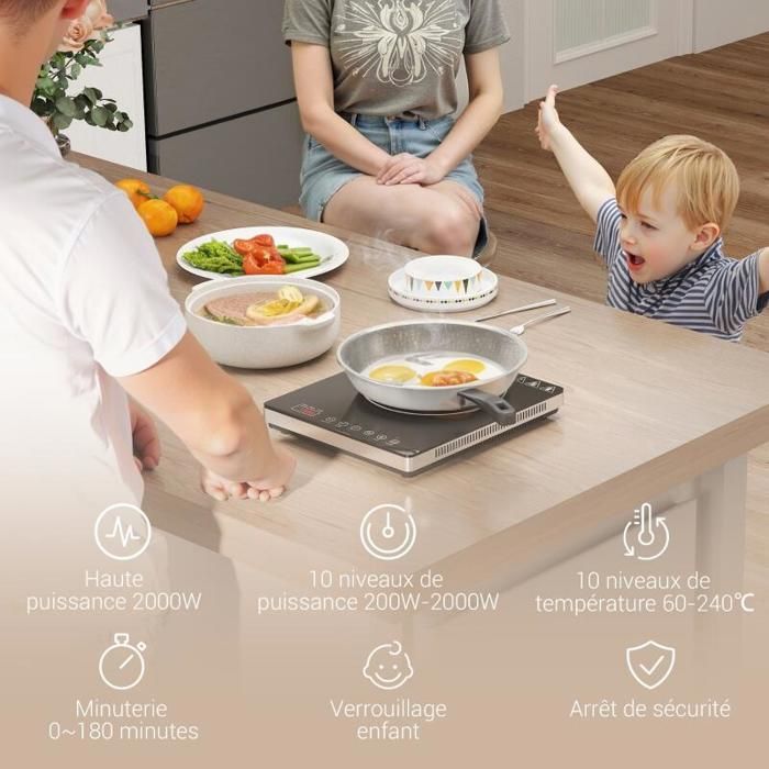 Plaque Induction Portable 2000W 10 Niveaux Minuterie LED - Cdiscount ...