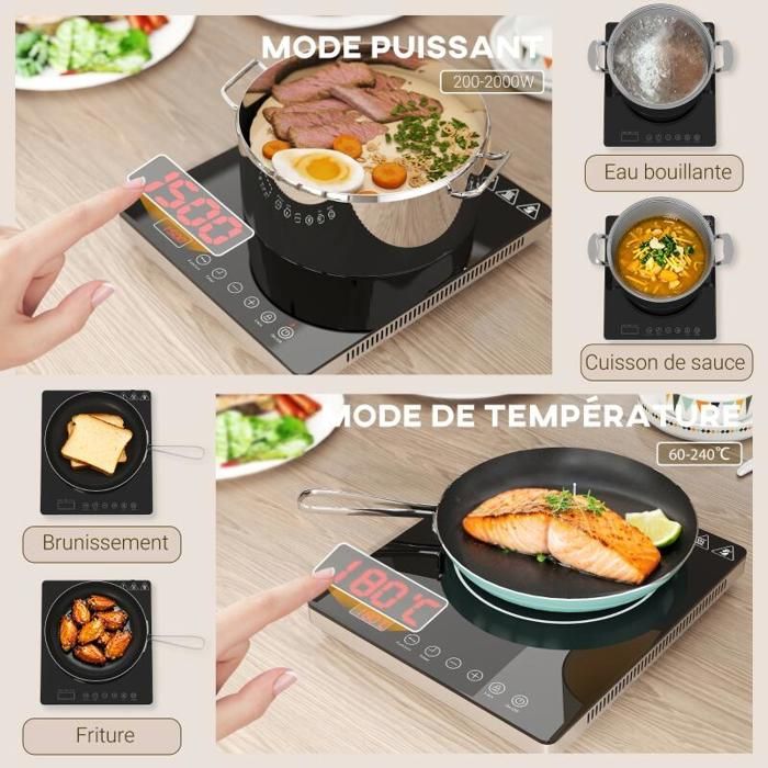 Plaque Induction Portable 2000W 10 Niveaux Minuterie LED - Cdiscount ...