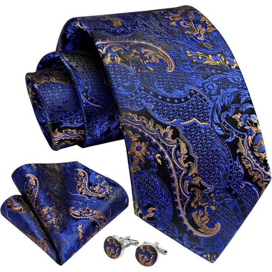 Hommes Cravate Paisley Cravate Mouchoir Boutons De Manchette Ensemble ...