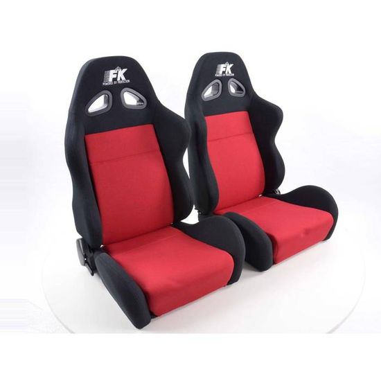 Paire de siege baquet Super Sport en Tissus Rouge Noir Inclinable ...