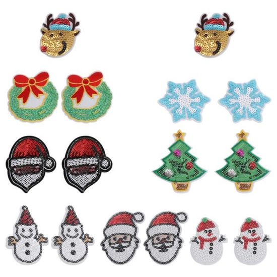 Patches de broderie de Noël 16 pcs sur coudre sur paillette Applique ...