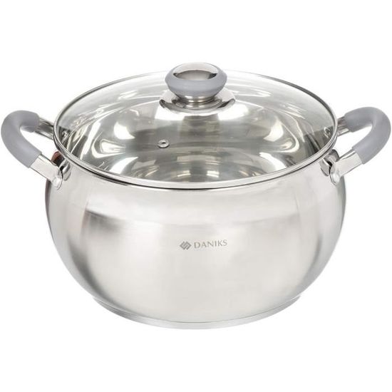 Modern Marmite Inox 24 Cm 6.5 Litres | Faitout Avec Couvercle En Verre ...