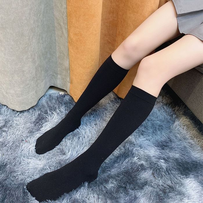 Chaussettes longues à rayures noires et blanches pour femmes,au-dessus ...