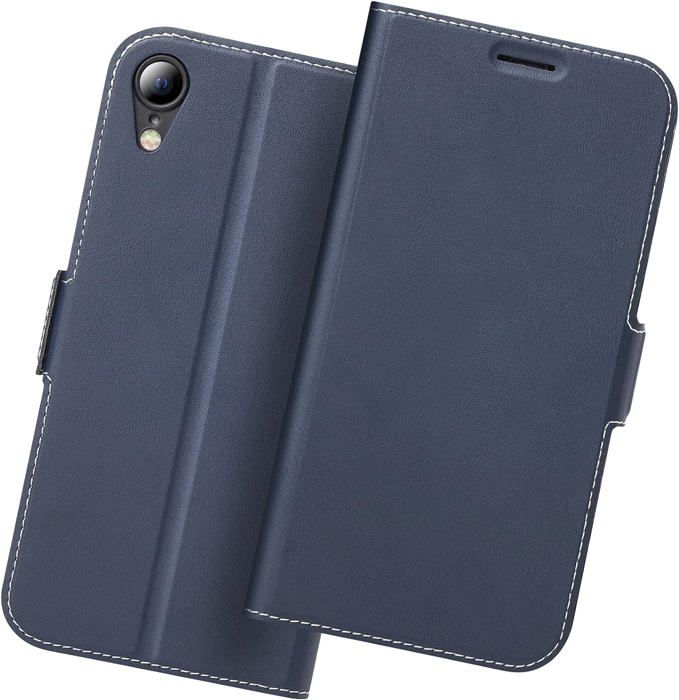 Coque iPhone XR Rabat en Cuir Bleu, Housse Clapet et Etui Folio iPhone ...