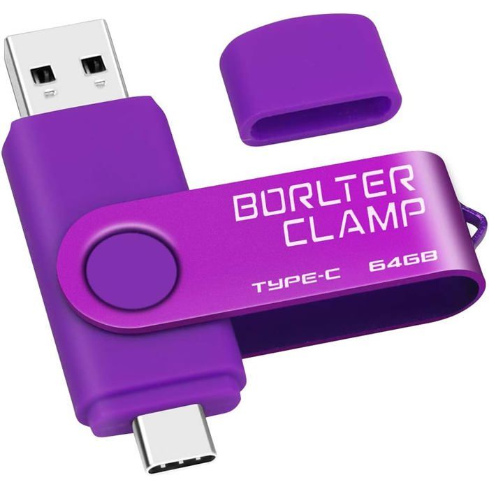 Clé USB Type C 64 Go,BorlterClamp Mémoire Stick Double Connecteur USB C ...