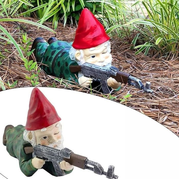 Statue de nain de jardin de l'armée - M570 - Résine de haute qualité ...