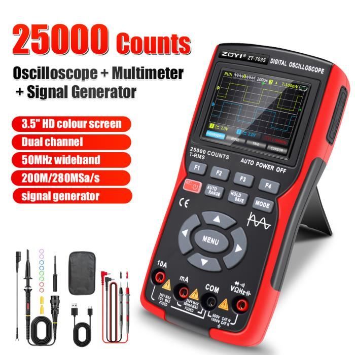 Oscilloscope numérique - ZT-703S - 3 en 1 - 50 MHz - 280 MSa/s - Écran ...